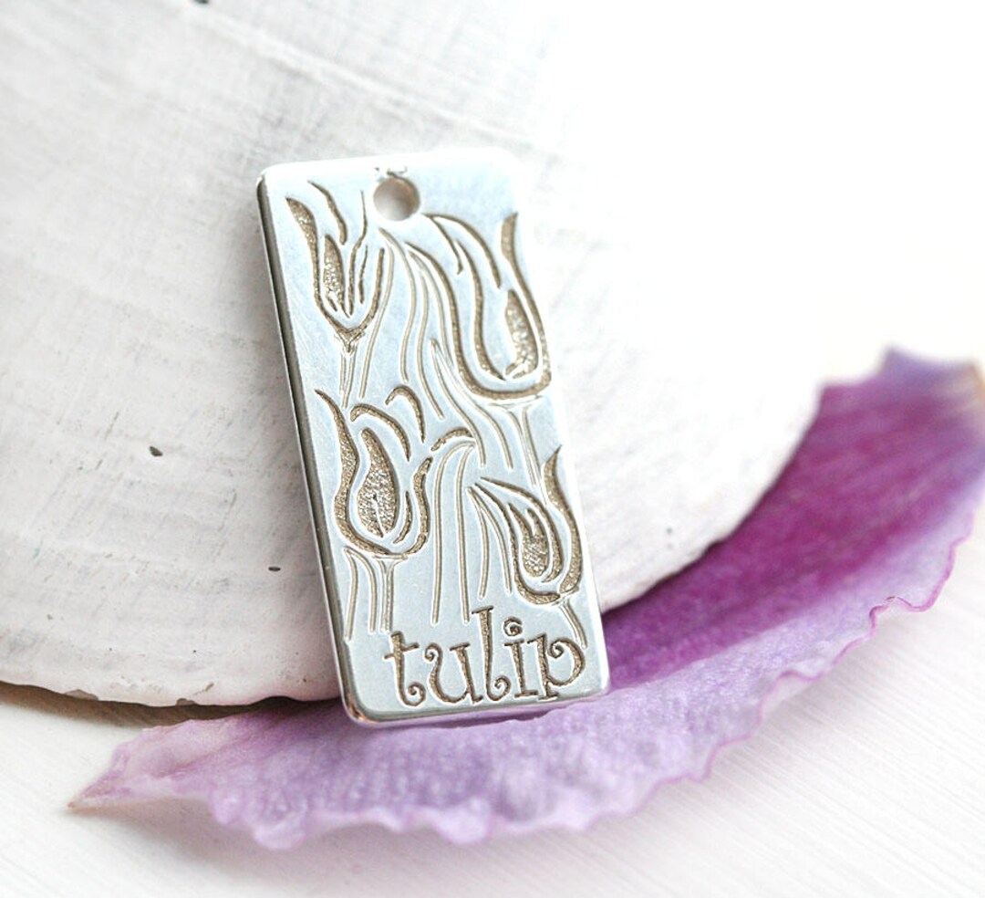 Sterling Silver Tulip Charm: Rectangle Flower Pendant (17mm) - Etsy