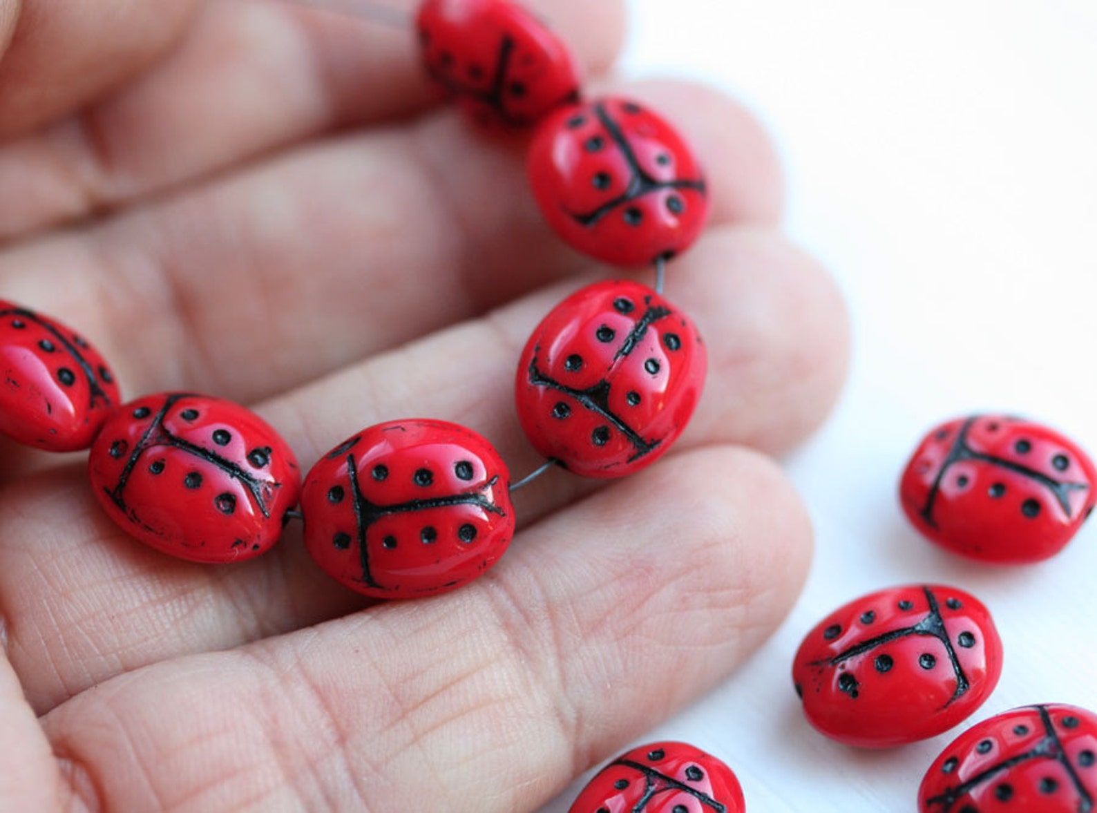 10pc Extra Large Red Ladybug Beads 13x11mm Czech Glass - Etsy