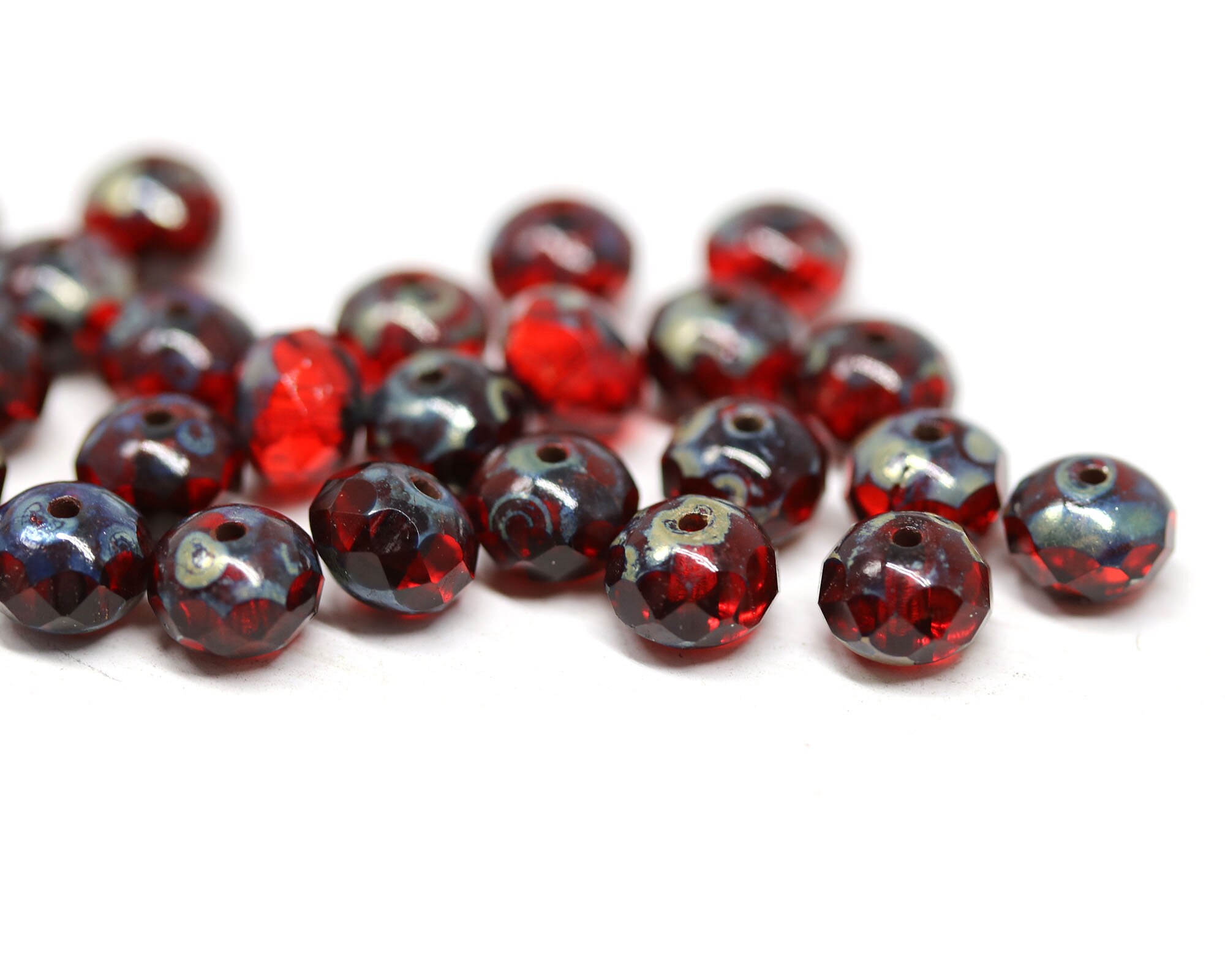 5x7mm Red transparent Czech glass rondelle beads spacers | Etsy