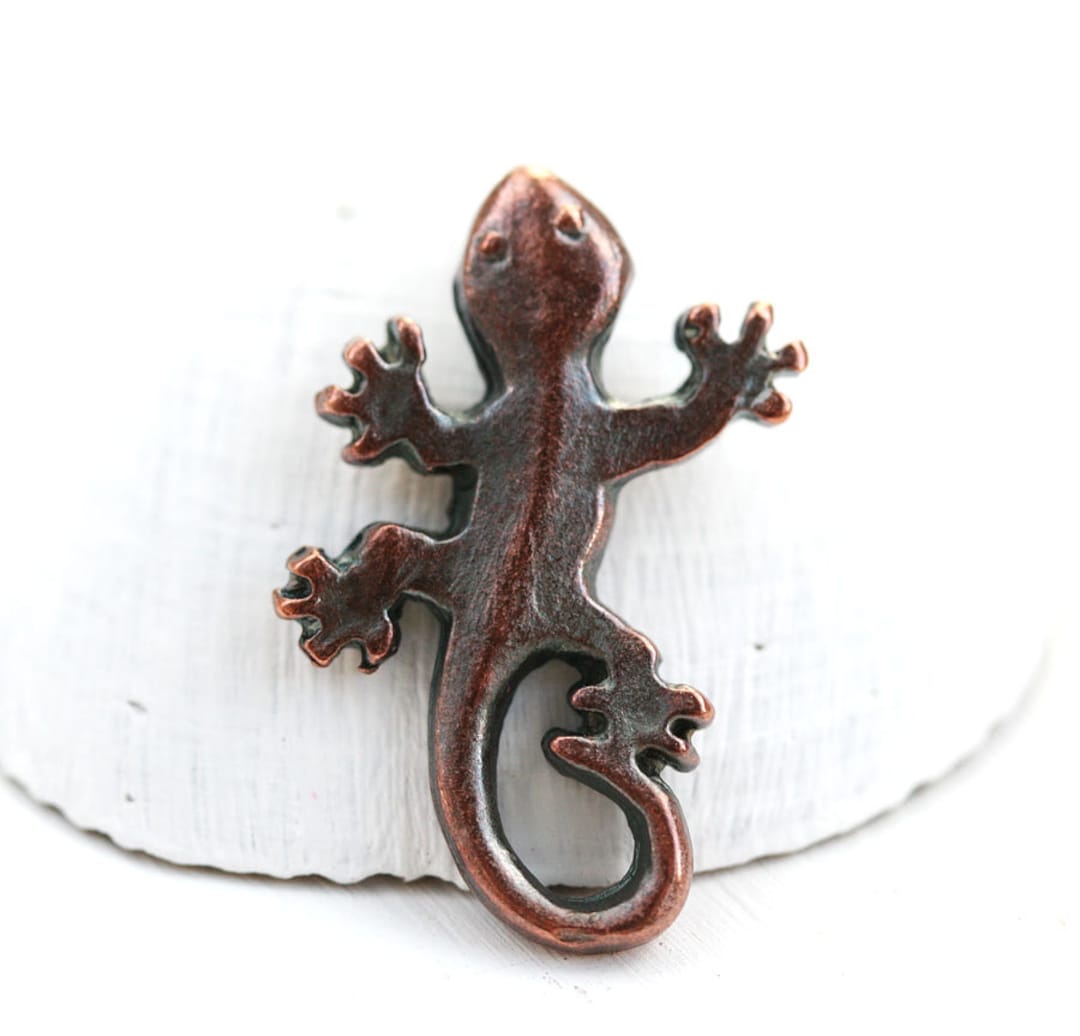 Copper Lizard Pendant Antique Copper Gecko Metal Charm Greek Metal ...