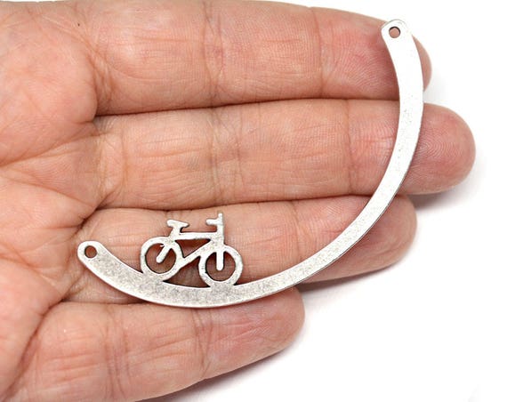 Silver Bicycle Necklace connector Antique silver Bicycle | Etsy