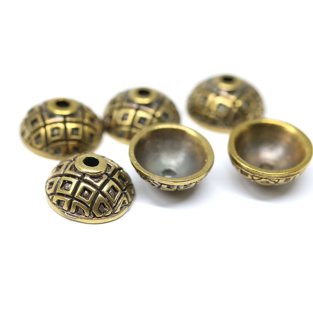 6pc Antique Brass 18mm Bead Caps, Greek Metal Casting Extra Large ...