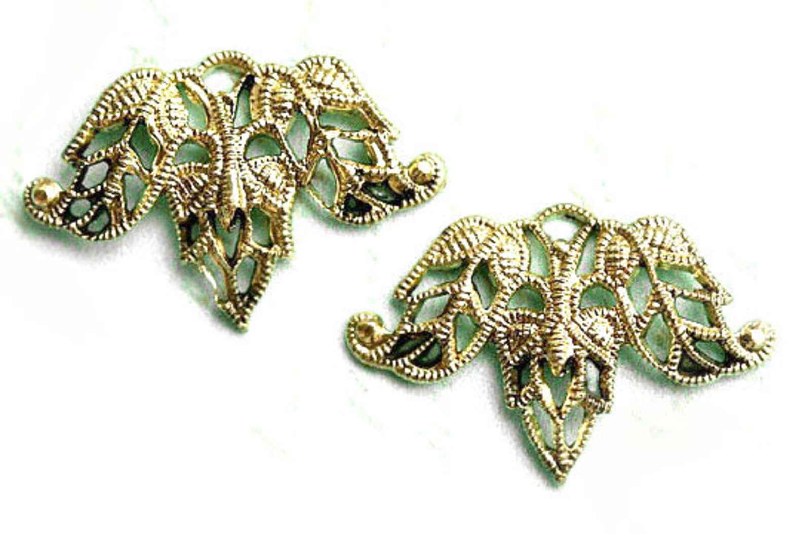 Filigree Brass Settings Connectors Findings for Jewelry Making Golden ...