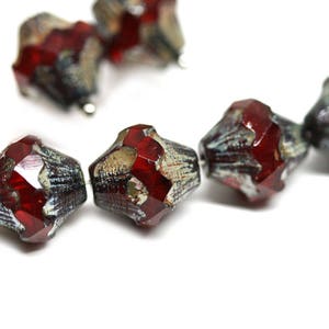 Dark Red 11mm Bicone Beads Baroque Czech Glass Picasso Beads Red Fire ...