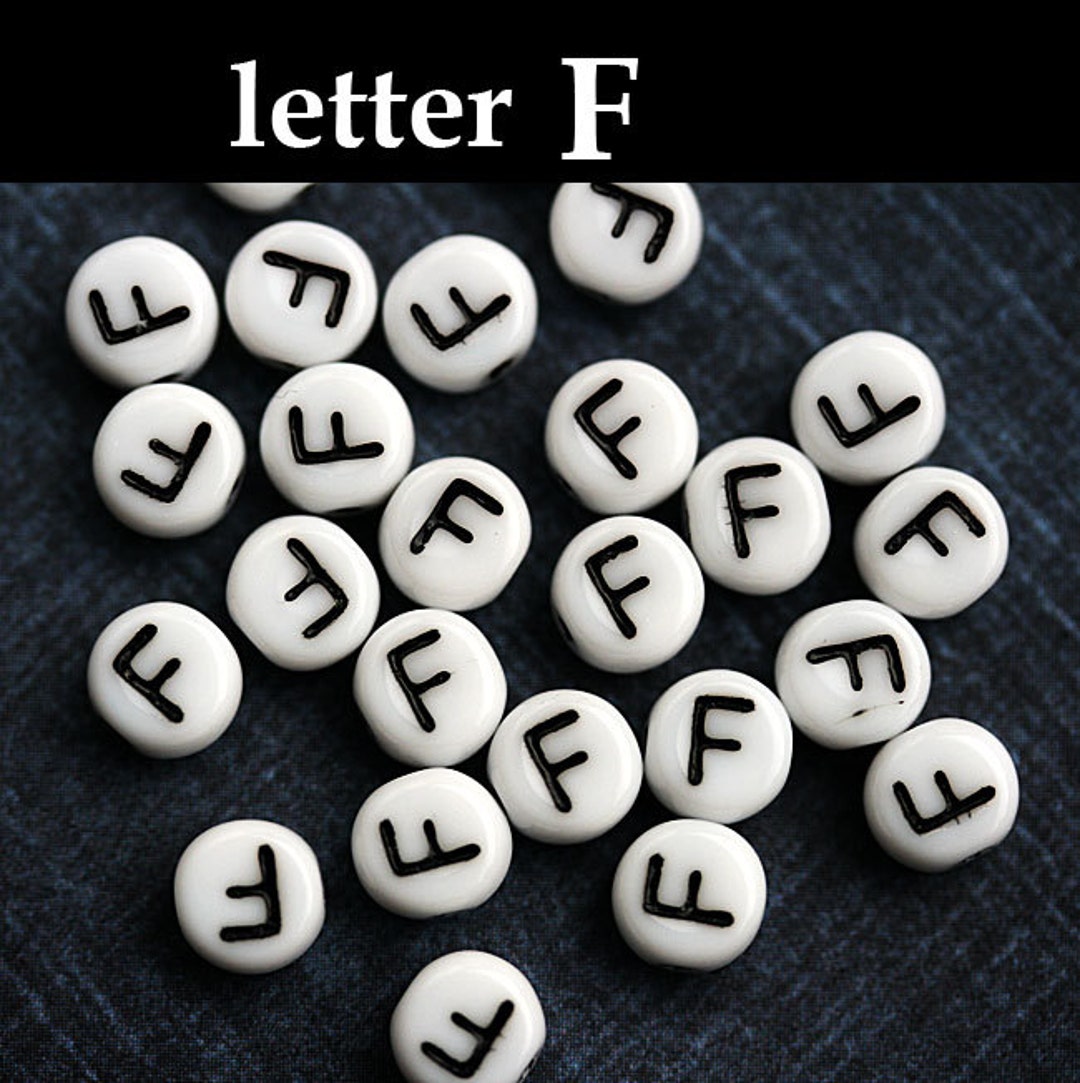 Letter F Beads: White Czech Glass Alphabet Beads (6mm, 25pc) - Etsy