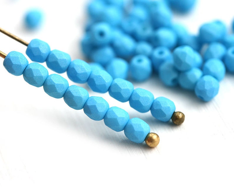 3mm Blue Fire Polished Beads Bright Sky Blue Special Coating | Etsy