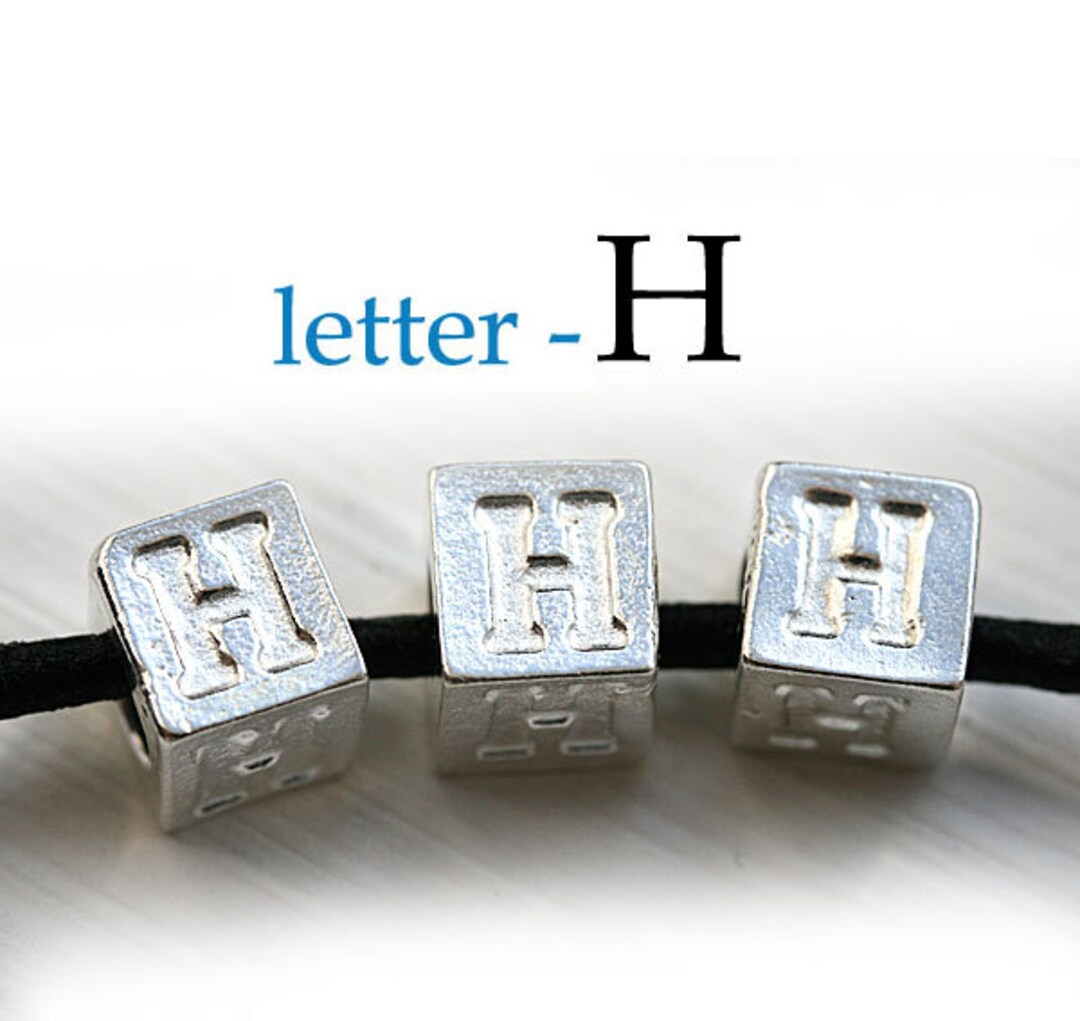 Silver Letter H - Alphabet Letter Beads, 7mm, Greek Metal Letters, Cube ...