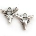 Deer Elk Charm Bead, Antique Silver Metal Antlers, Greek Casting, Deer ...