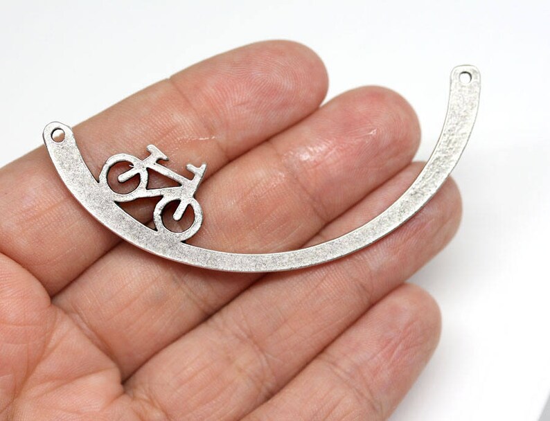 Silver Bicycle Necklace connector Antique silver Bicycle | Etsy