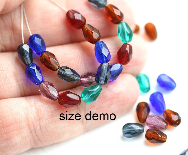 7x5mm Jewel Tones Teardrop Beads Mix Blue Red Purple Teal | Etsy