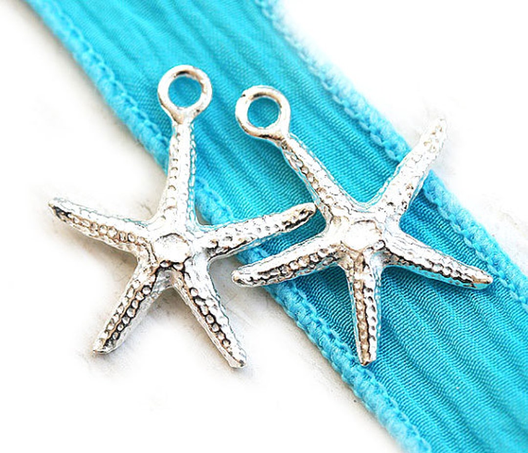 Silver Starfish Charms, Sea Star Beads, Greek Metal Casting, Nautical ...