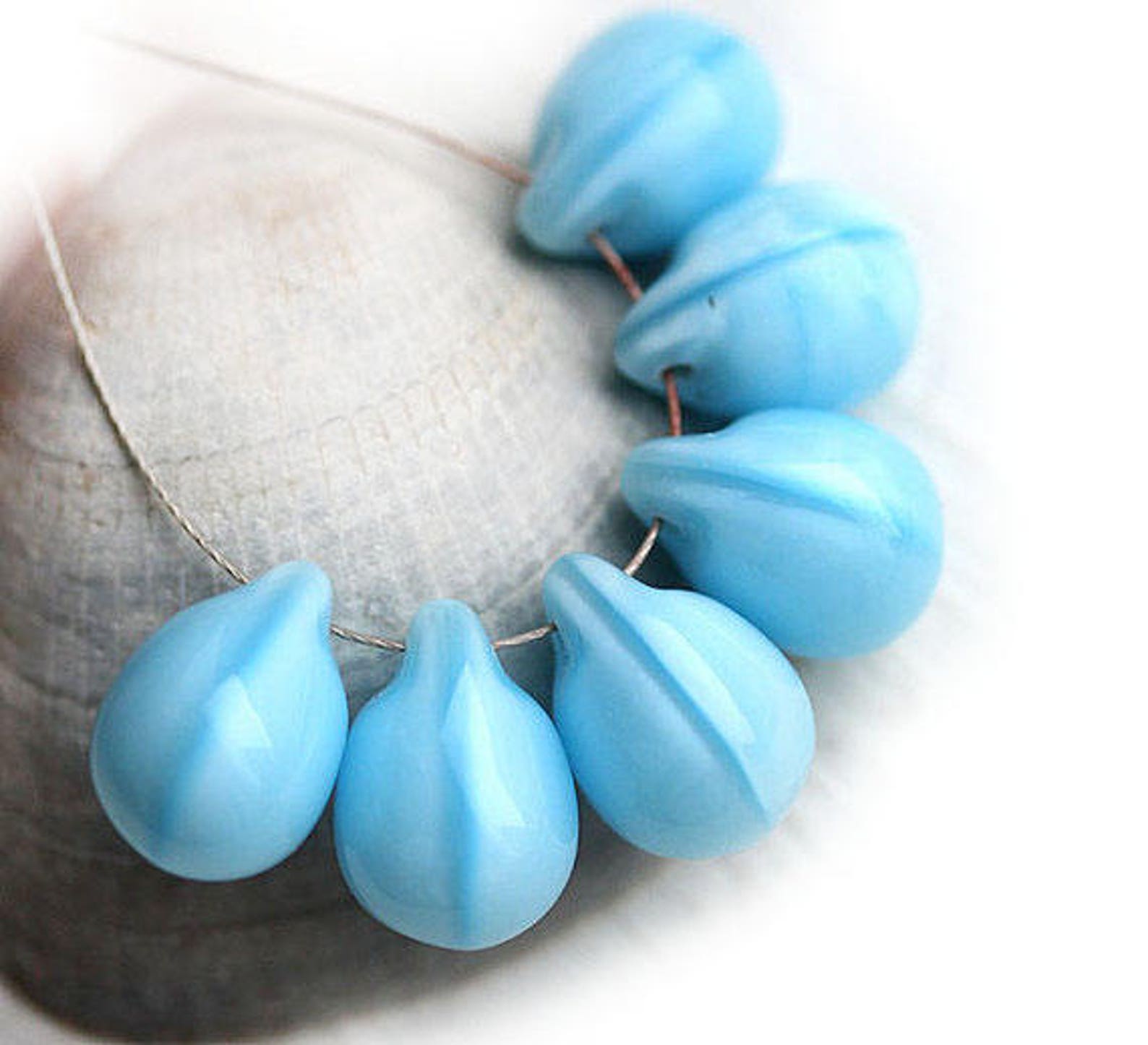 10x14mm Blue Glass Drops Opaque Blue Teardrop Beads - Etsy