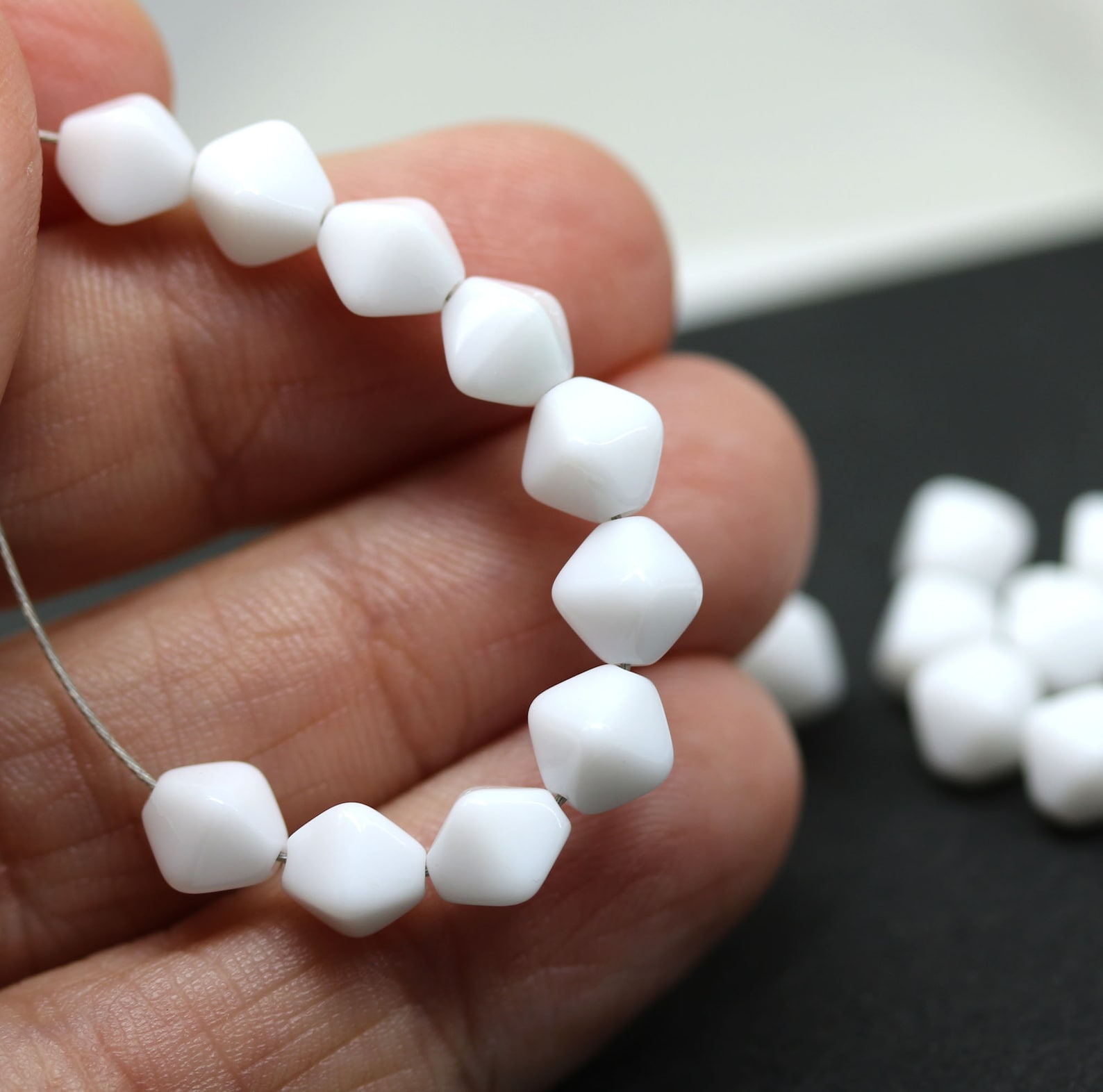 6mm Opaque White Bicone Beads Czech Glass Pressed Beads, 30pc - 3895 - Etsy