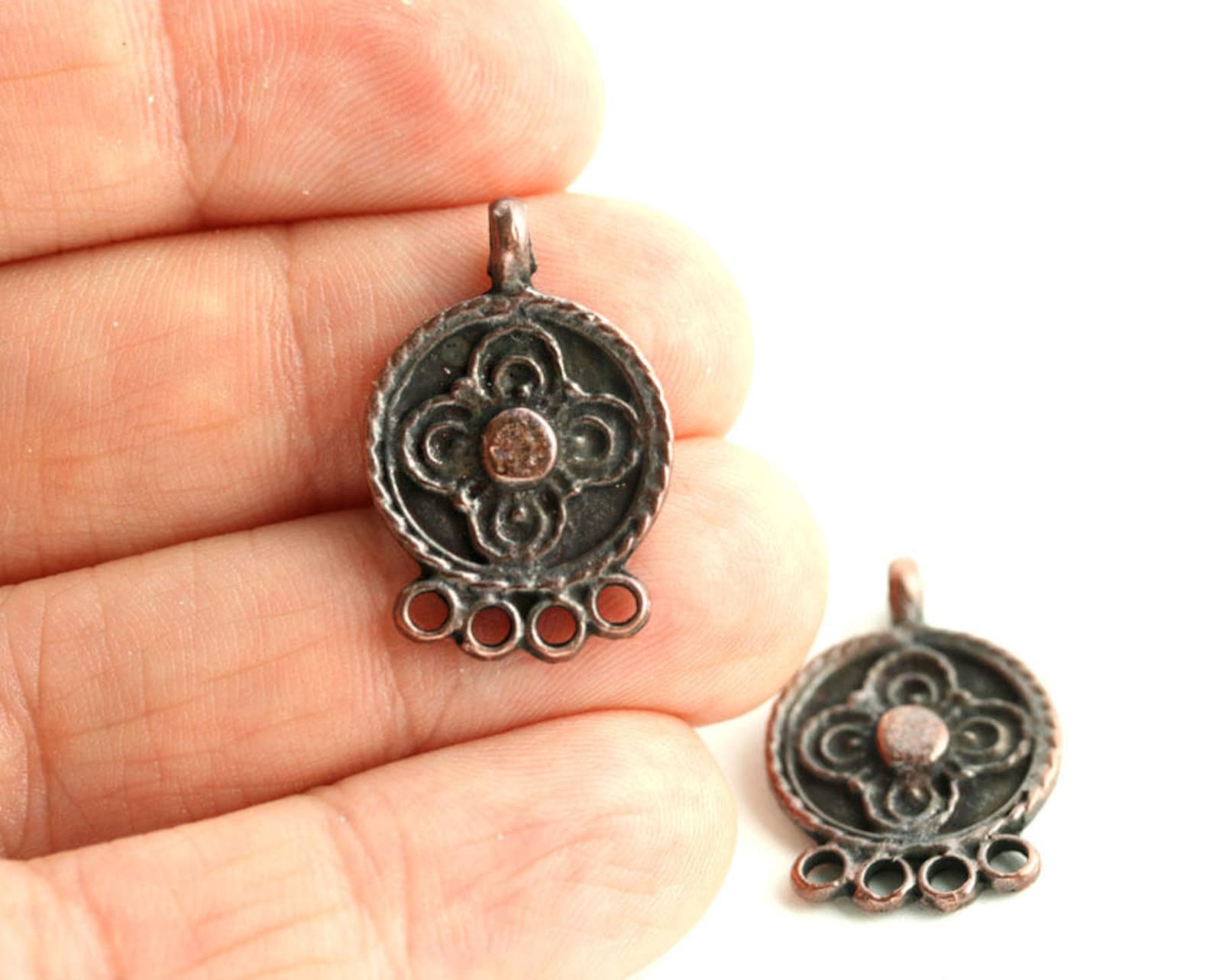Copper Earring Connectors Chandelier Round Charms With Loop - Etsy