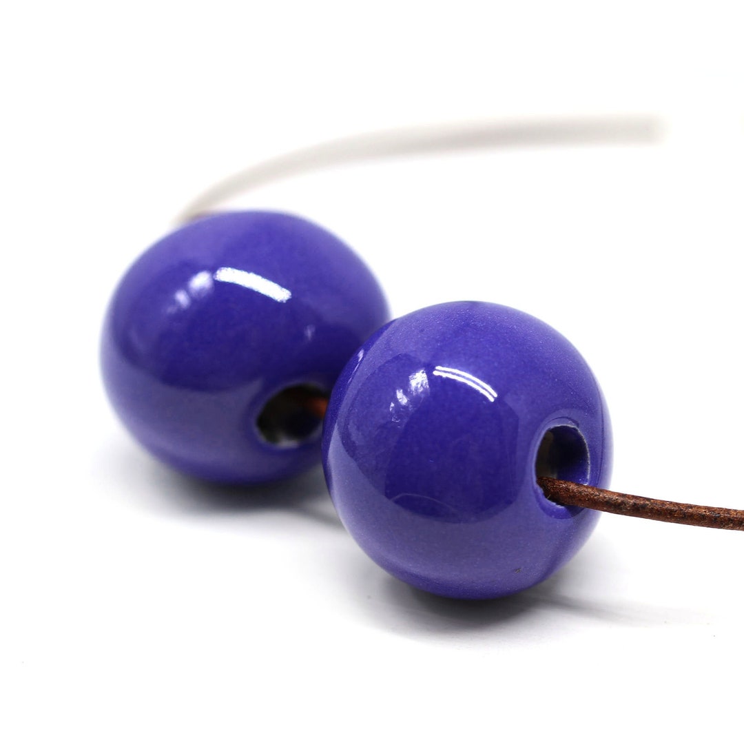 20mm Navy Blue Greek Ceramic Beads: Organic Round Ball (2pc) - Etsy