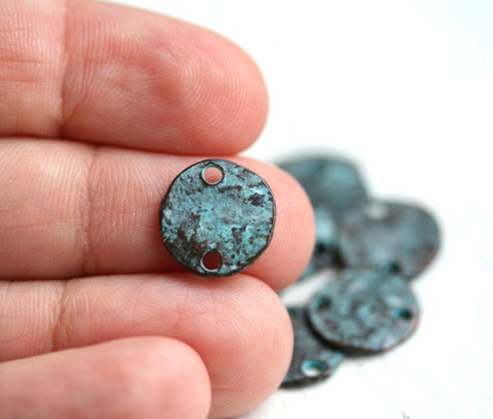12mm Round Copper Metal Connectors Patinated Disk Beads | Etsy