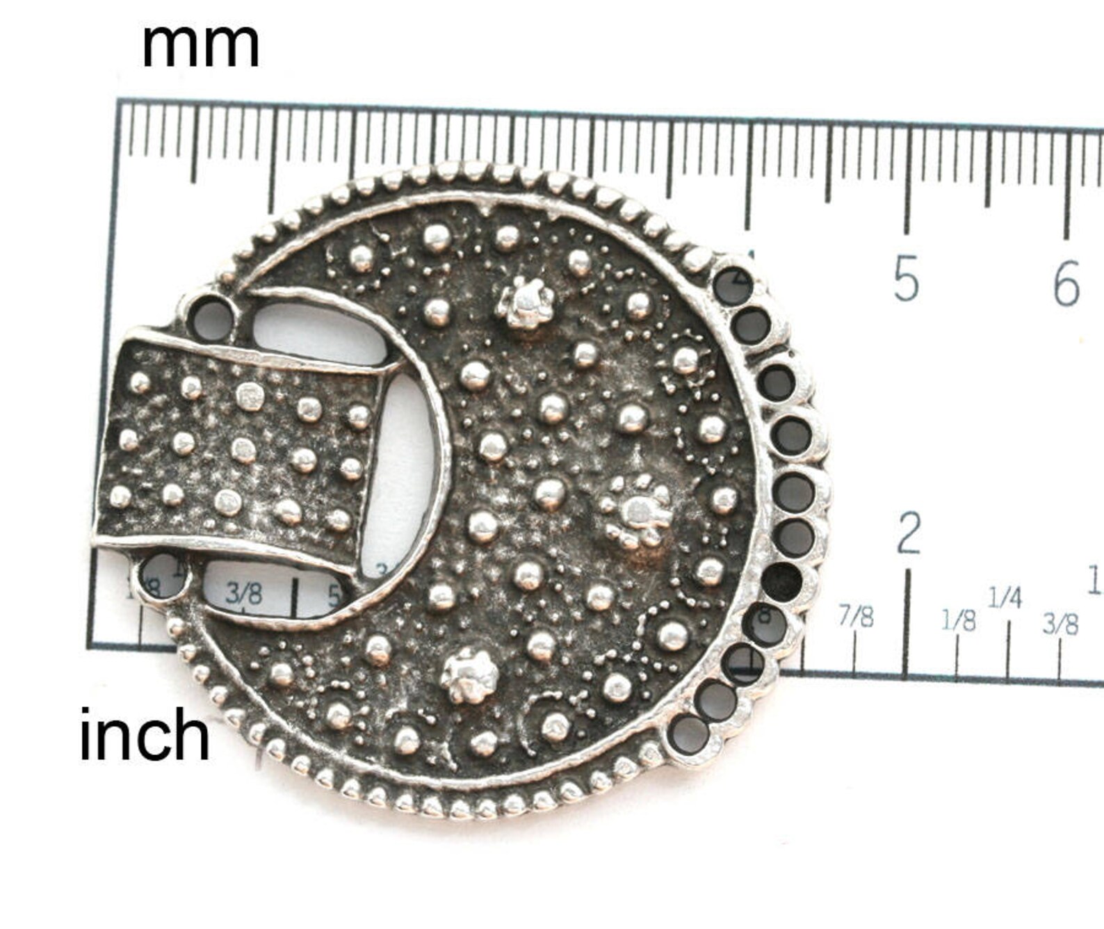 Silver Extra Large Round Ethnic Pendant Antique Silver Circle | Etsy