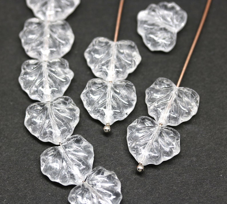20pc Crystal Clear Fancy Maple Leaf Czech Glass Beads for - Etsy