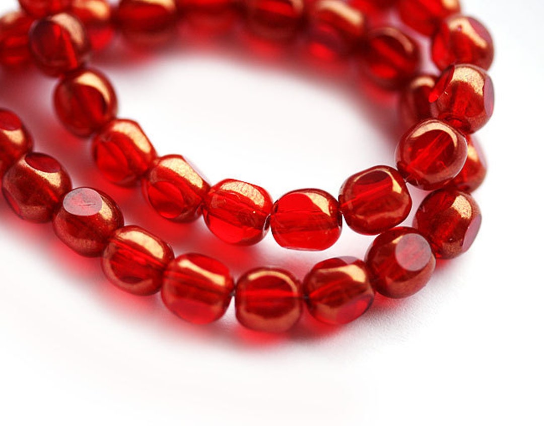Red Luster Czech Glass Beads: 6mm Fire Polished Round Cut (30pc) - Etsy