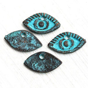 Evil Eye Charms Green Patina Copper Jewelry Charms Verdigris Patina ...