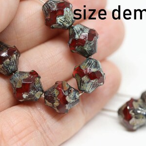 Dark Red 11mm Bicone Beads Baroque Czech Glass Picasso Beads Red Fire ...