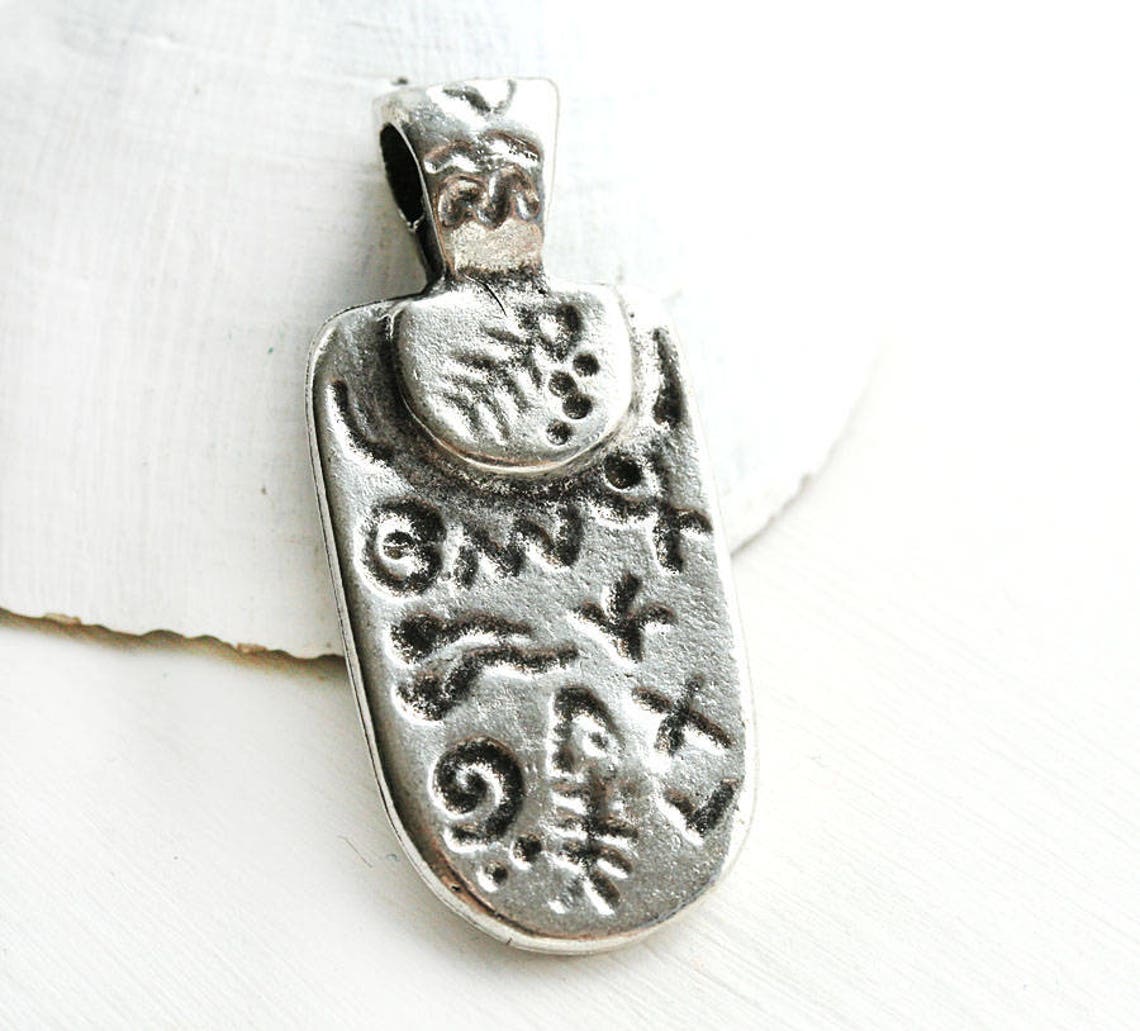 Antique Silver Primitive Pendant Ancient Symbols Metal Greek | Etsy