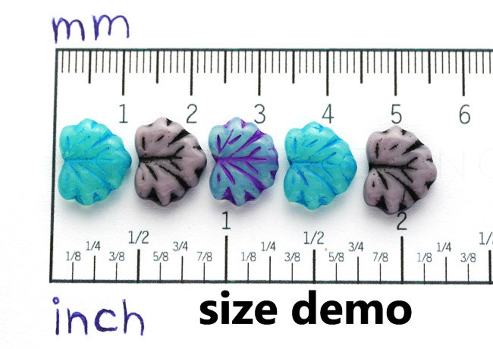 12pc Fancy Maple Leaf Beads Mix Czech Glass Leaves Blue | Etsy