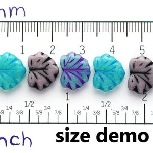 12pc Fancy Maple Leaf Beads Mix, Czech Glass Leaves, Blue, Mint, White ...
