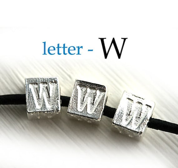 Alphabet Letter Beads Silver Letter W 7mm Metal Letters | Etsy
