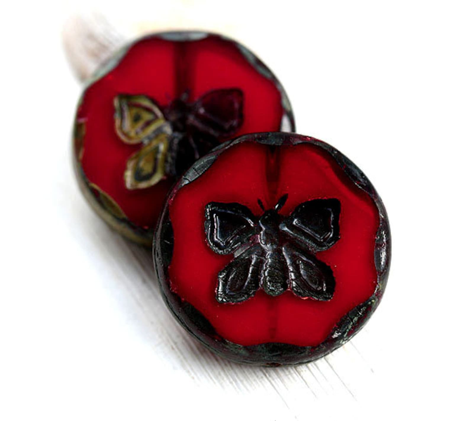 2pc Red Butterfly Focal Beads 26mm Extra Large Beads Dark Red With ...
