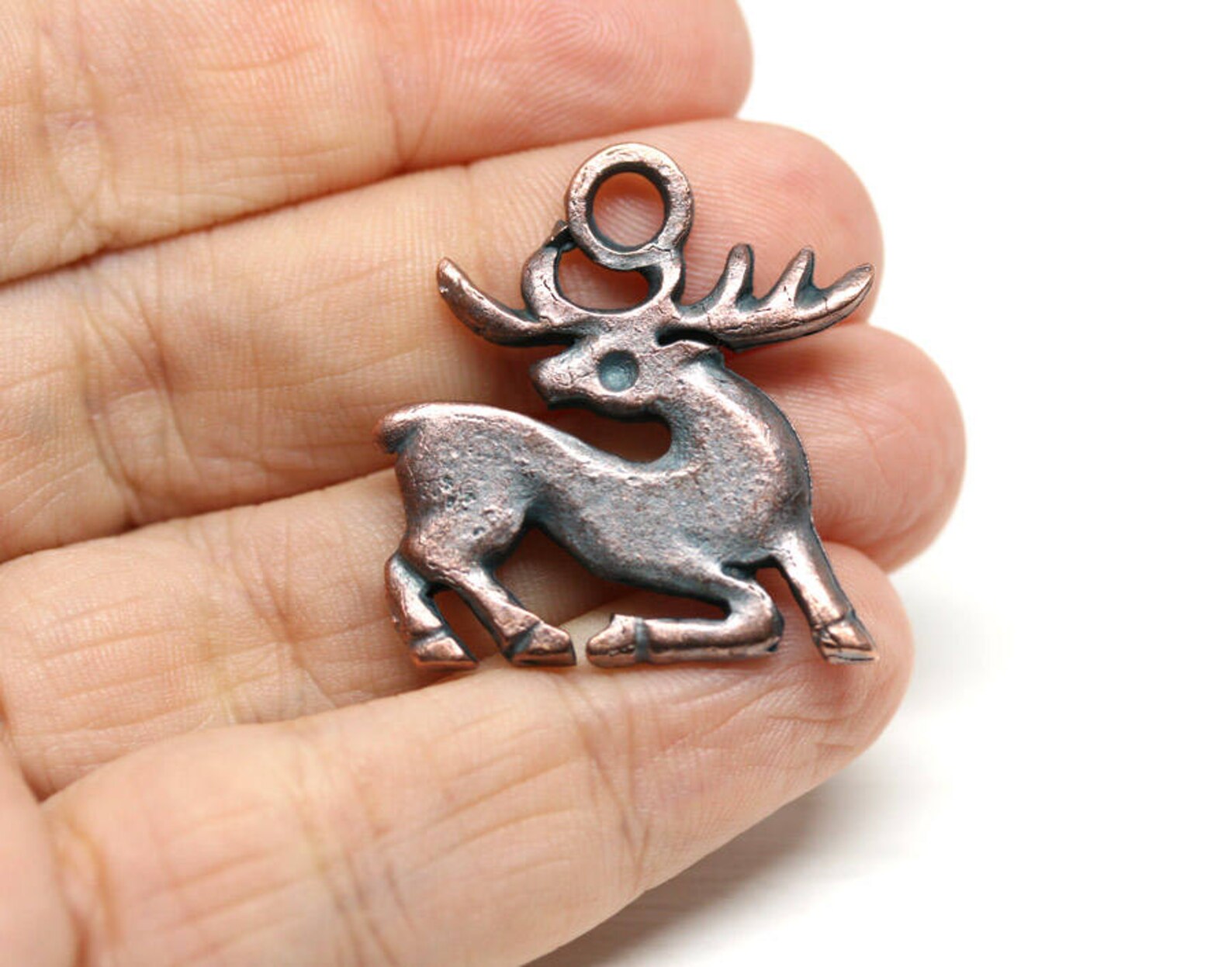 Copper Deer pendant bead Large metal deer Greek casting | Etsy