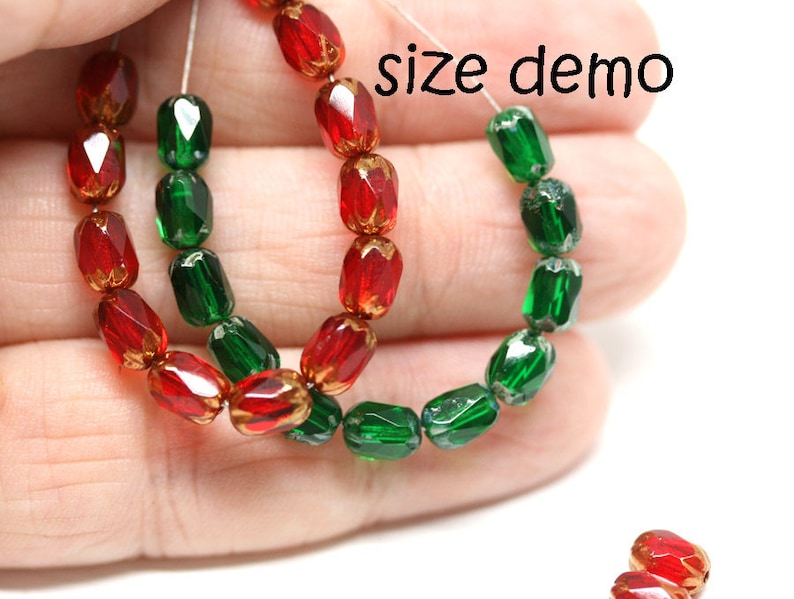 Red Gold Rice Beads Transparent Red Czech Glass Fire Polished - Etsy