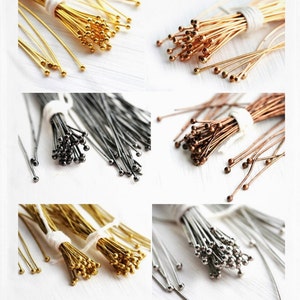 100pc Gunmetal Ball Pin 1 Inch, 21ga Wire Brass Headpins for Jewelry ...