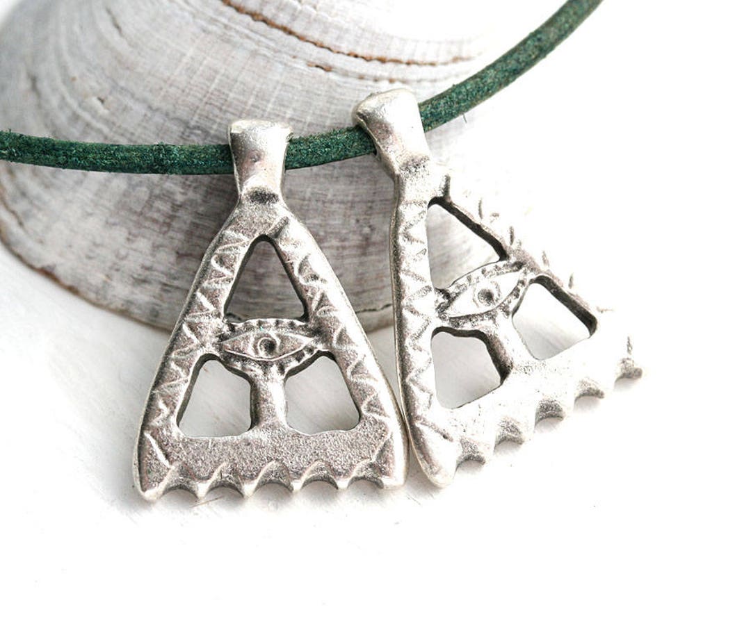Antique Silver Pyramid Eye Pendant Charm, Illuminati Sign, Evil Eye ...
