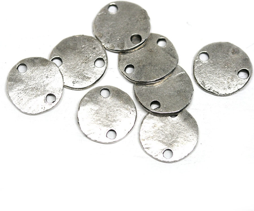 12mm Antique Silver Cornflake Connectors: Round Greek Metal Beads (8pc ...