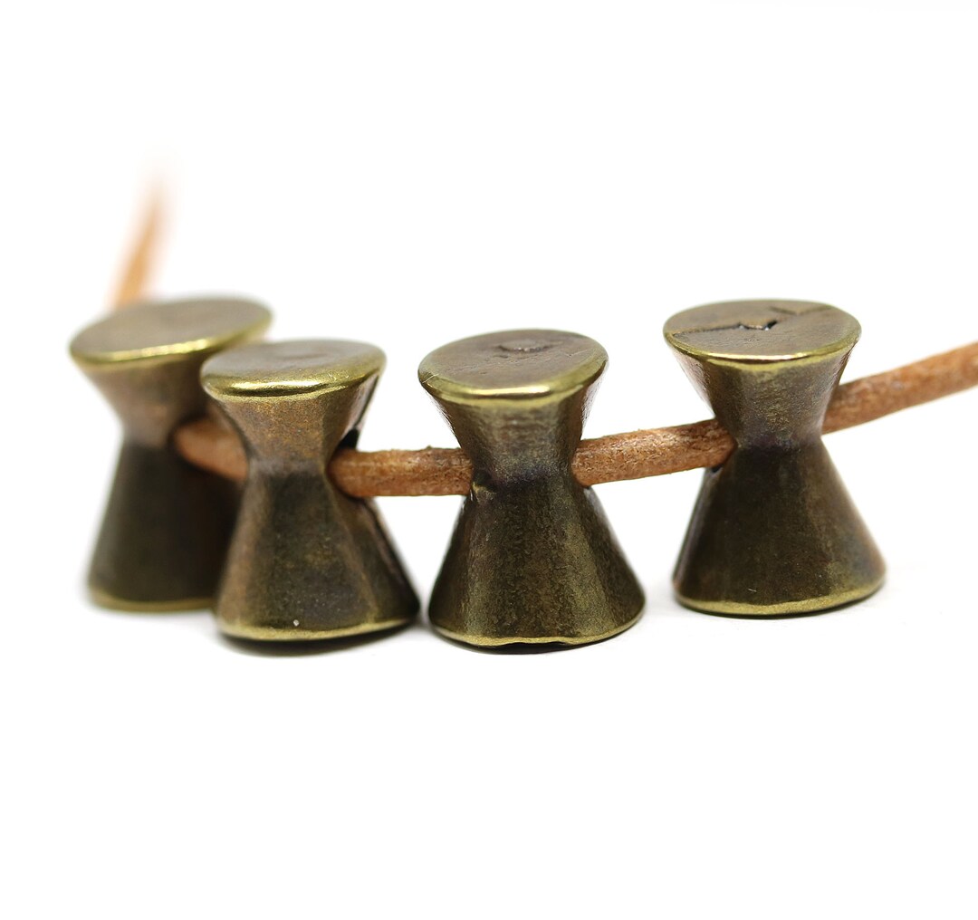 Antique Brass Hourglass Beads Brass Metal Tube Beads 2mm Hole Beads 4pc ...