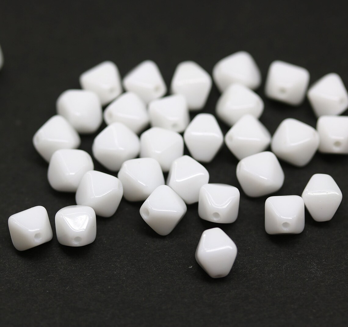 6mm Opaque White Bicone Beads Czech Glass Pressed Beads, 30pc - 3895 - Etsy