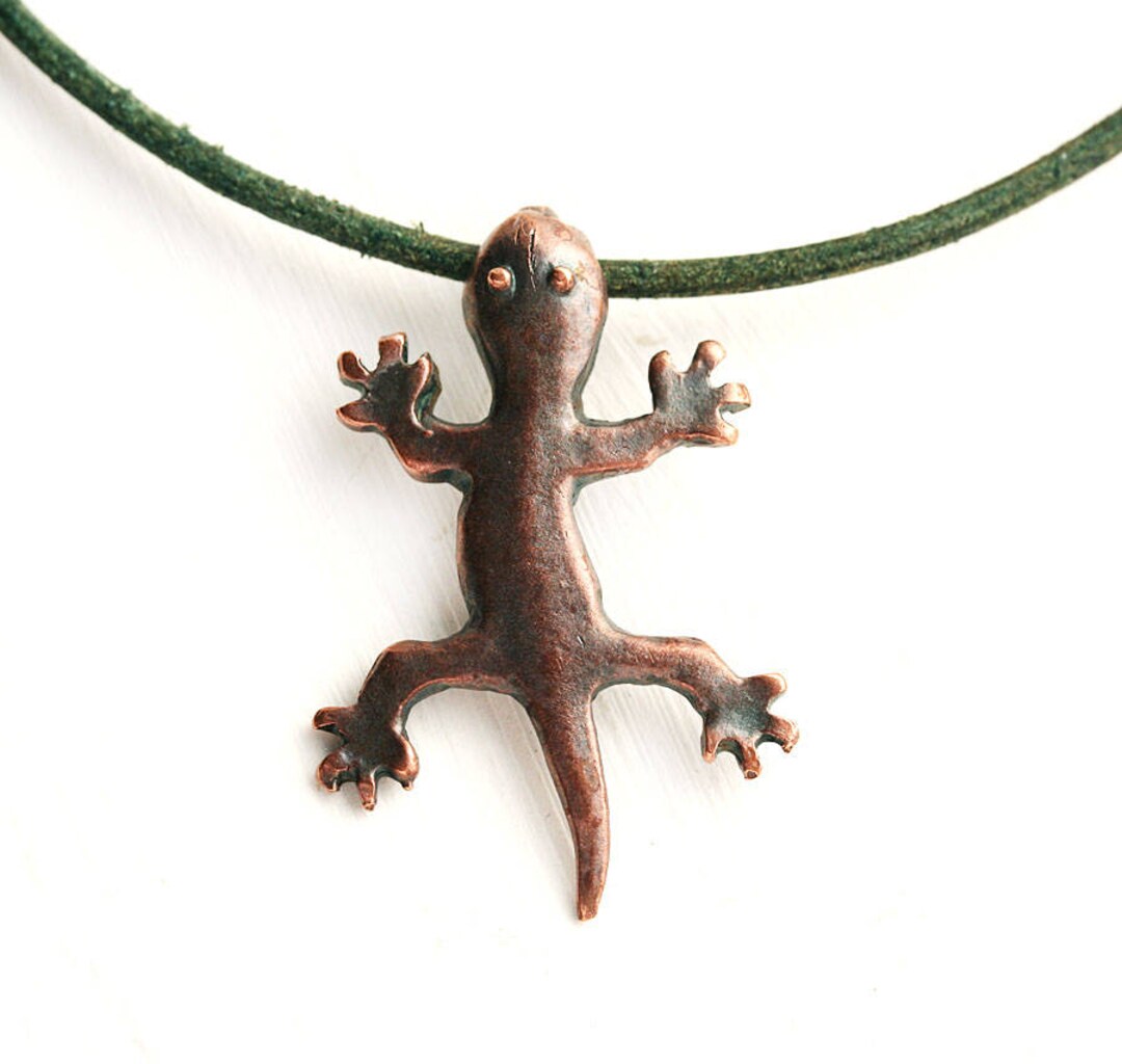 Antique Copper Lizard Pendant Gecko Metal Charm Greek Metal - Etsy
