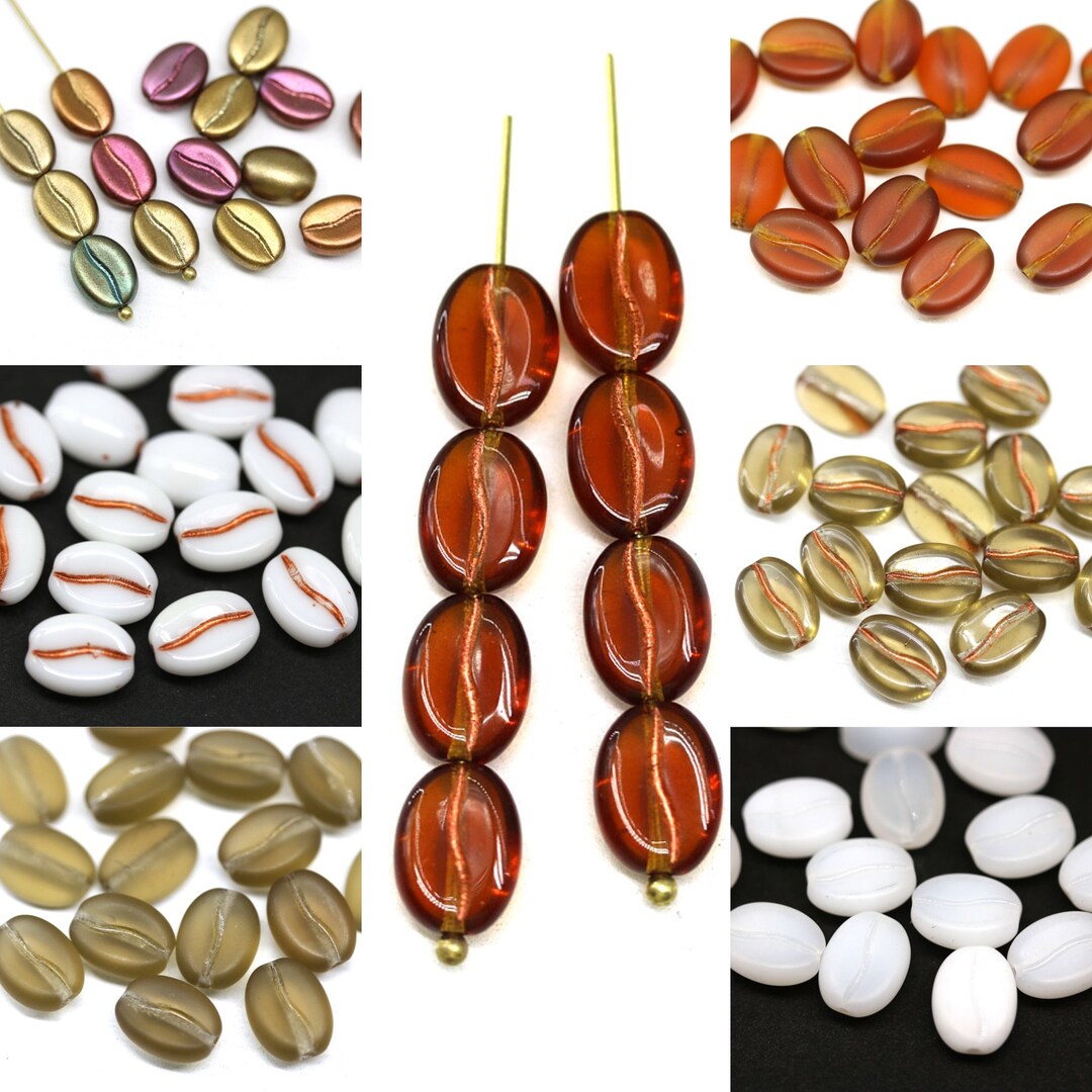 Coffee Bean Beads Czech Glass Beads Coffee Shape Beads 15pc - Etsy