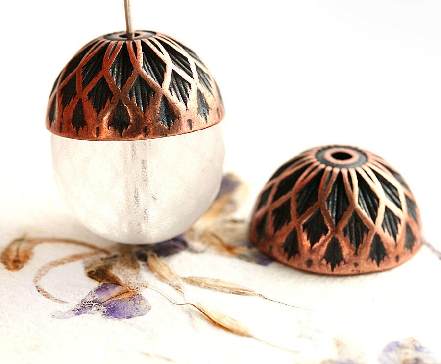 Antique Copper Acorn Bead Caps 18mm Greek Metal Casting Extra | Etsy