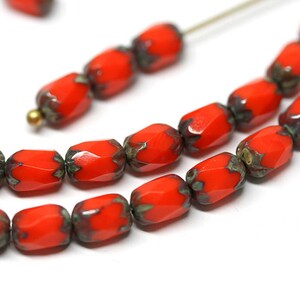 Opaque Red Rice Beads Red Picasso Czech Glass Fire Polished Beads 6x4mm ...