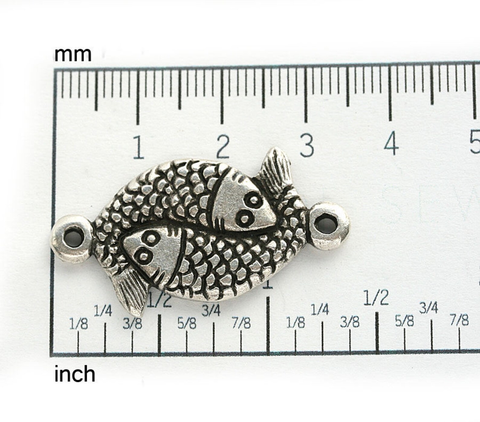 Antique Silver Fish Connector Pendant Two Fishes Metal Charm - Etsy