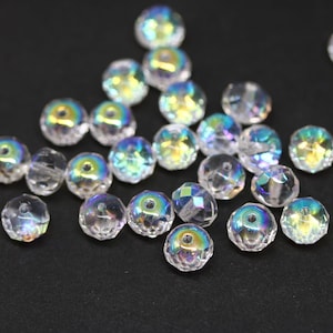 5x7mm Crystal Clear Czech Glass Rondelle Beads Spacers, AB Finish ...