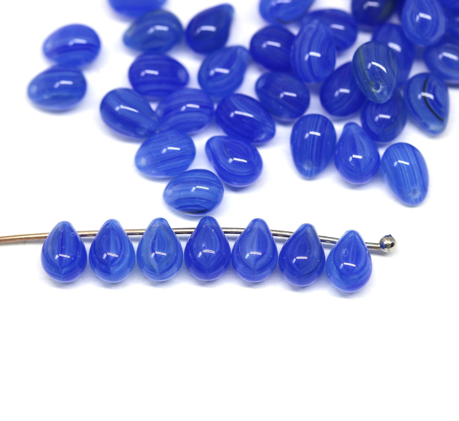 70pc Small Blue Teardrops 5x7mm Czech Glass Top Drilled Drop - Etsy