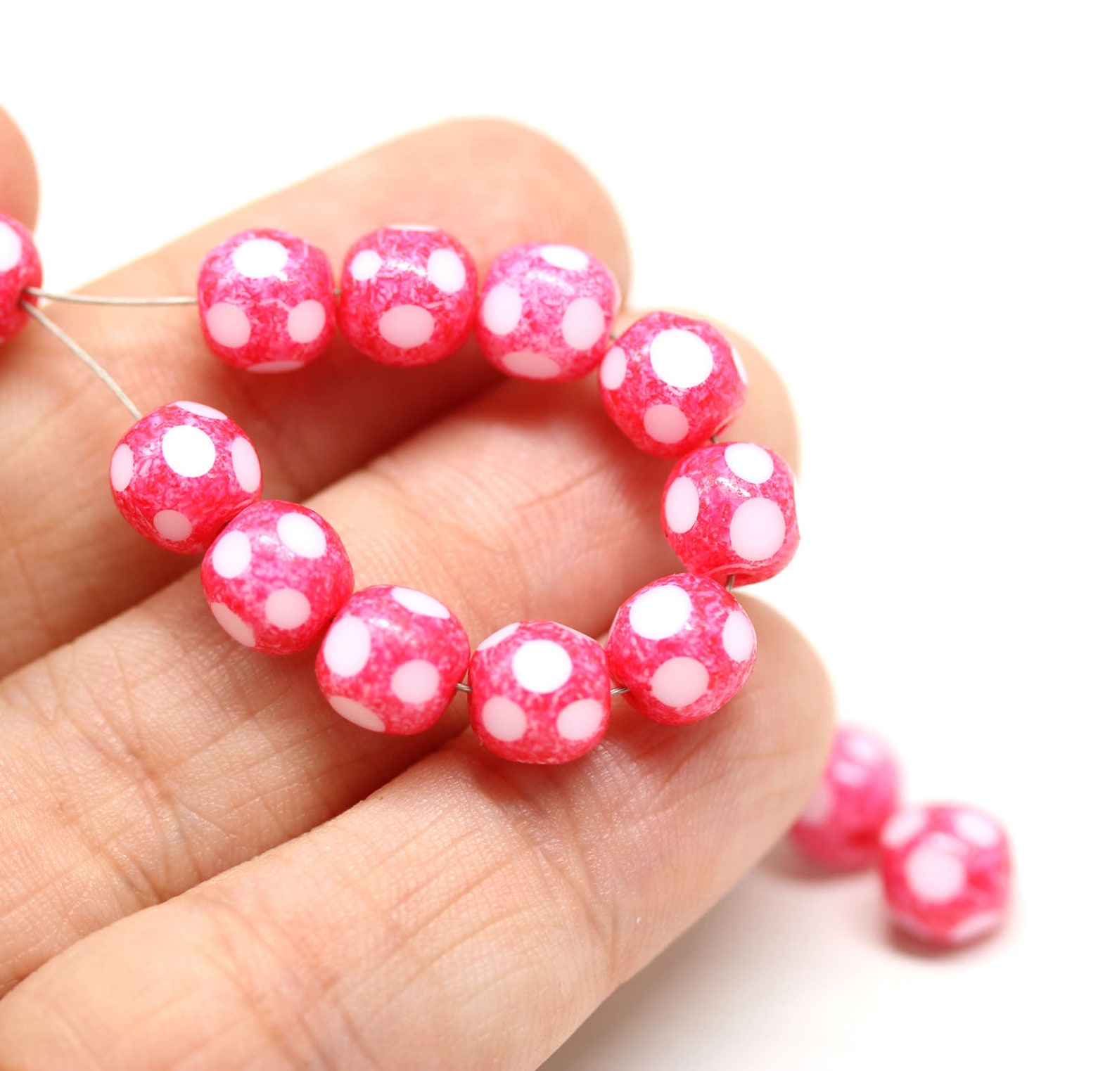 8mm Pink Red Czech Glass Fire Polished Faceted Round Cut Beads | Etsy