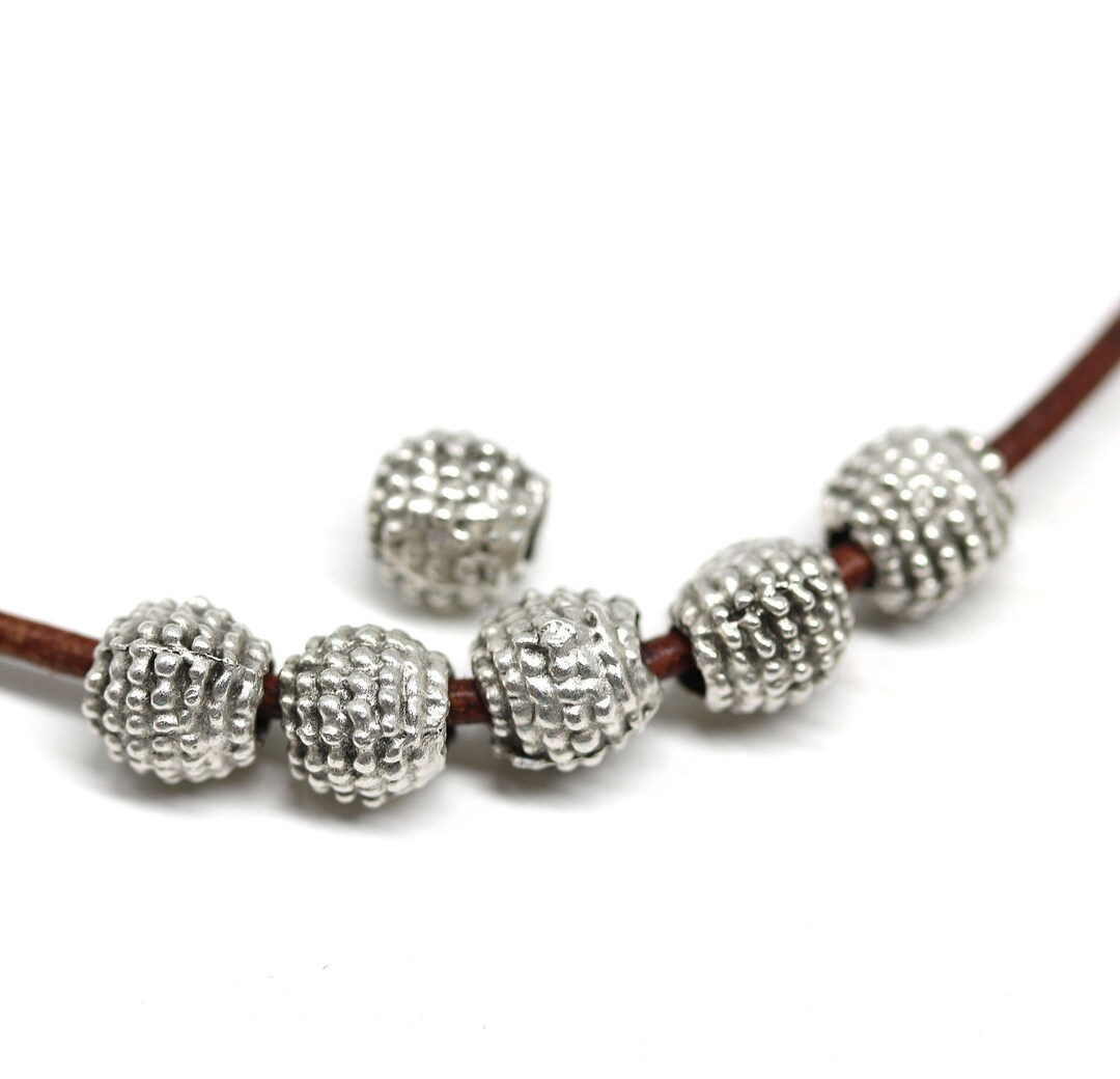 6mm punteggiato rotondo antico perline d'argento piccolo rotondo ...