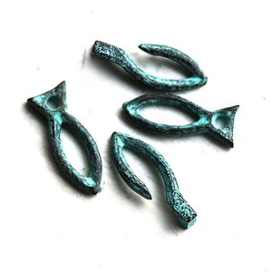 Hook and Eye Fish Clasp Verdigris Patina on Copper, Greek Metal Casting ...