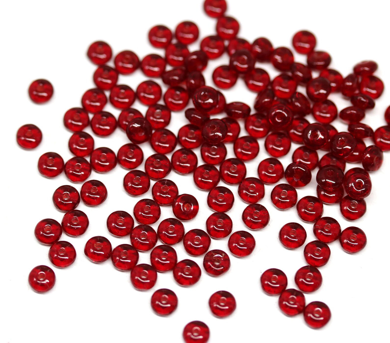 4mm Dark Red Czech Glass Rondelle Spacer Beads Rondel Pressed - Etsy