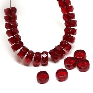 6x3mm Dark Red Fire Polished Rondelle Beads, Czech Glass Rondels ...