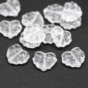 20pc Crystal Clear Fancy Maple Leaf Czech Glass Beads for Jewelry ...